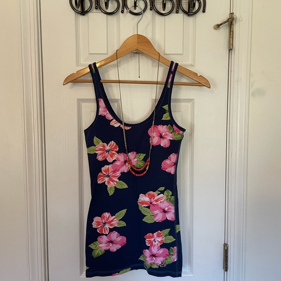 Hollister | Tops | Y2k Hollister Navy Blue Hawaiian Tank | Poshmark